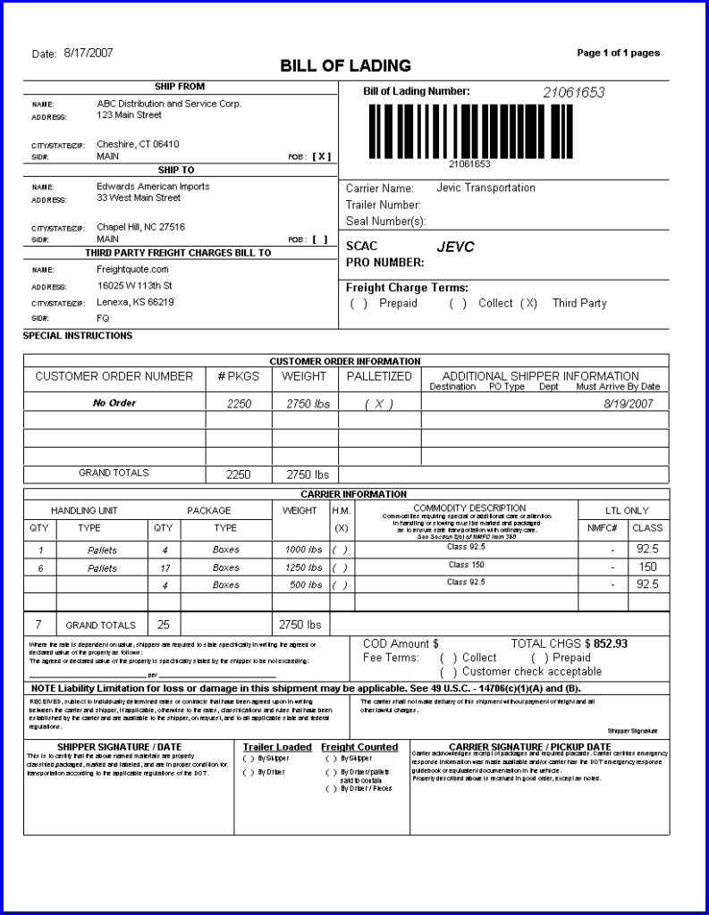 BOL Printout Examples – Aptean Ship